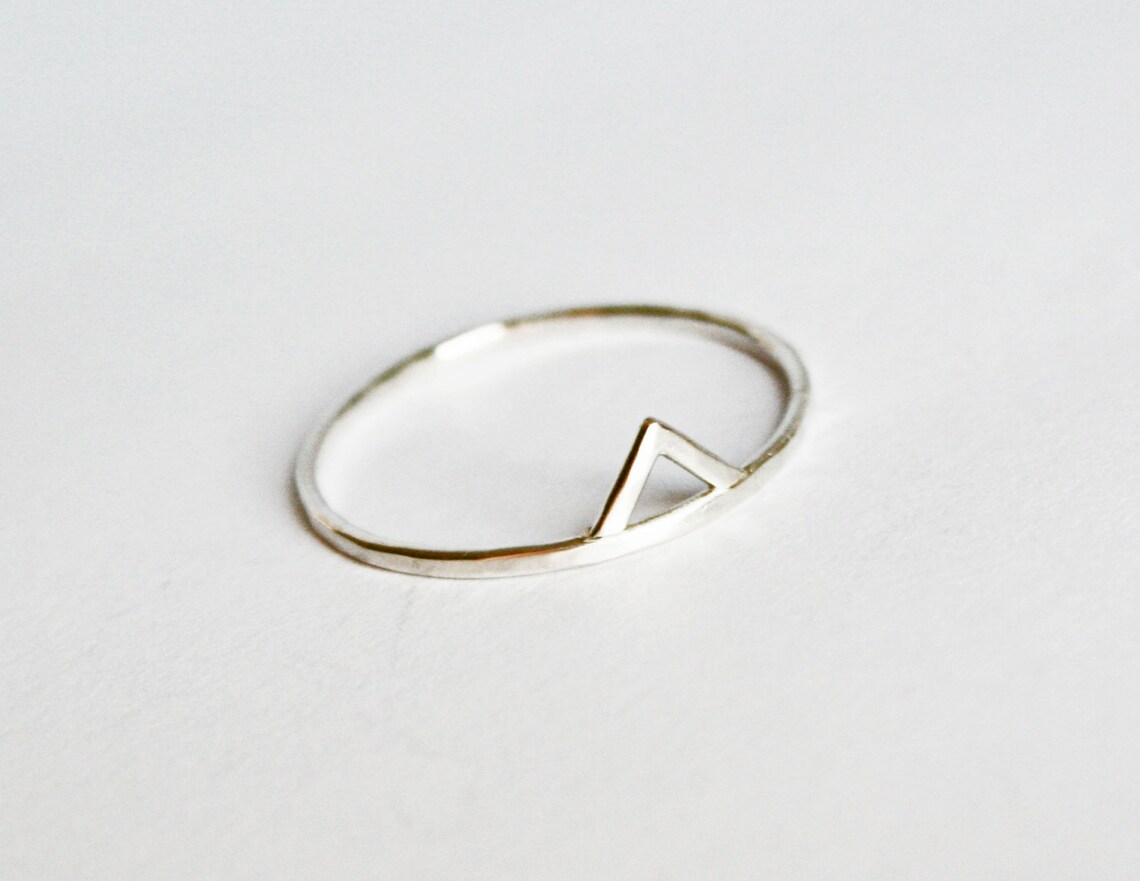 Thin Silver Spike Ring Thin Silver Ring Triangle Ring - Etsy