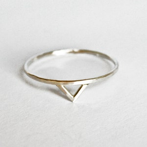 Thin Silver Spike Ring, Thin Silver Ring, Triangle Jewelry, Geometric ...