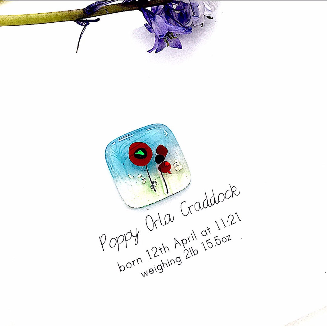 Poppy Card Glass Poppy Personalised Birth Card Personalised - Etsy