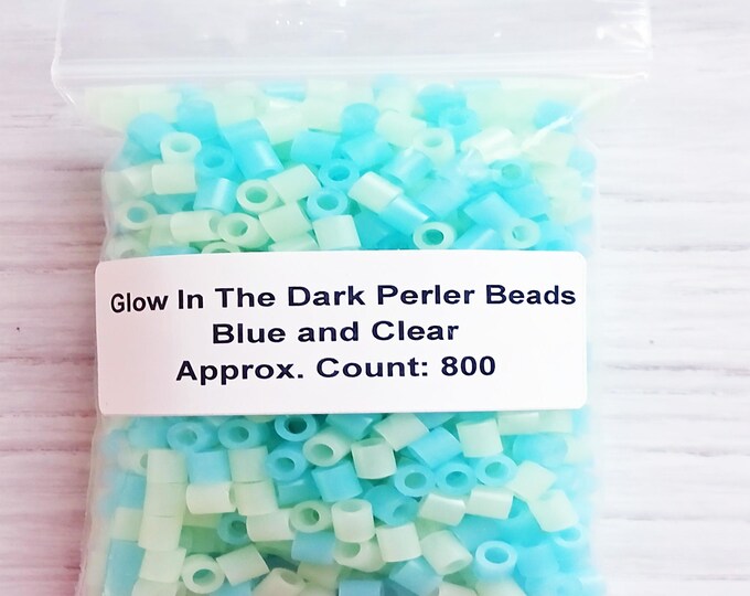 800 Blue & Clear Glow in the Dark Perler Bead Mix - Etsy