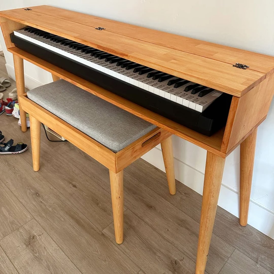 Mid Century Modern Piano Keyboard Stand, Kids Piano Stand, Piano ...