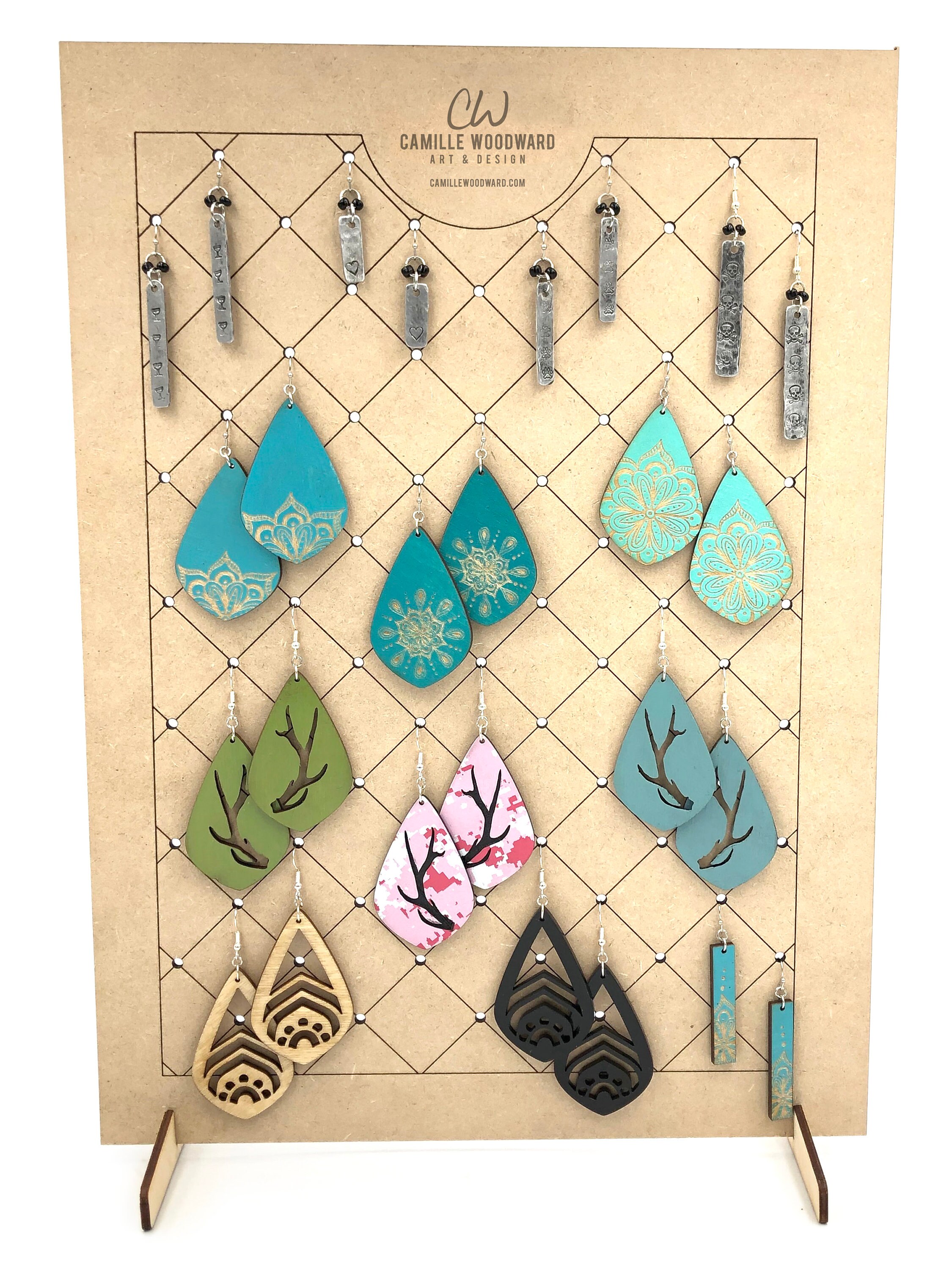 Earring Display Stand SVG Diamond Pattern Rectangle EPS - Etsy