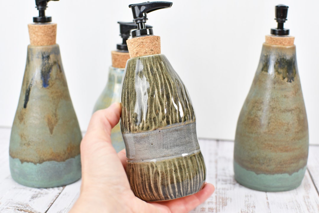 Handmade Ceramic Lotion / Soap Dispenser Stoneware Pottery in Bronze ...