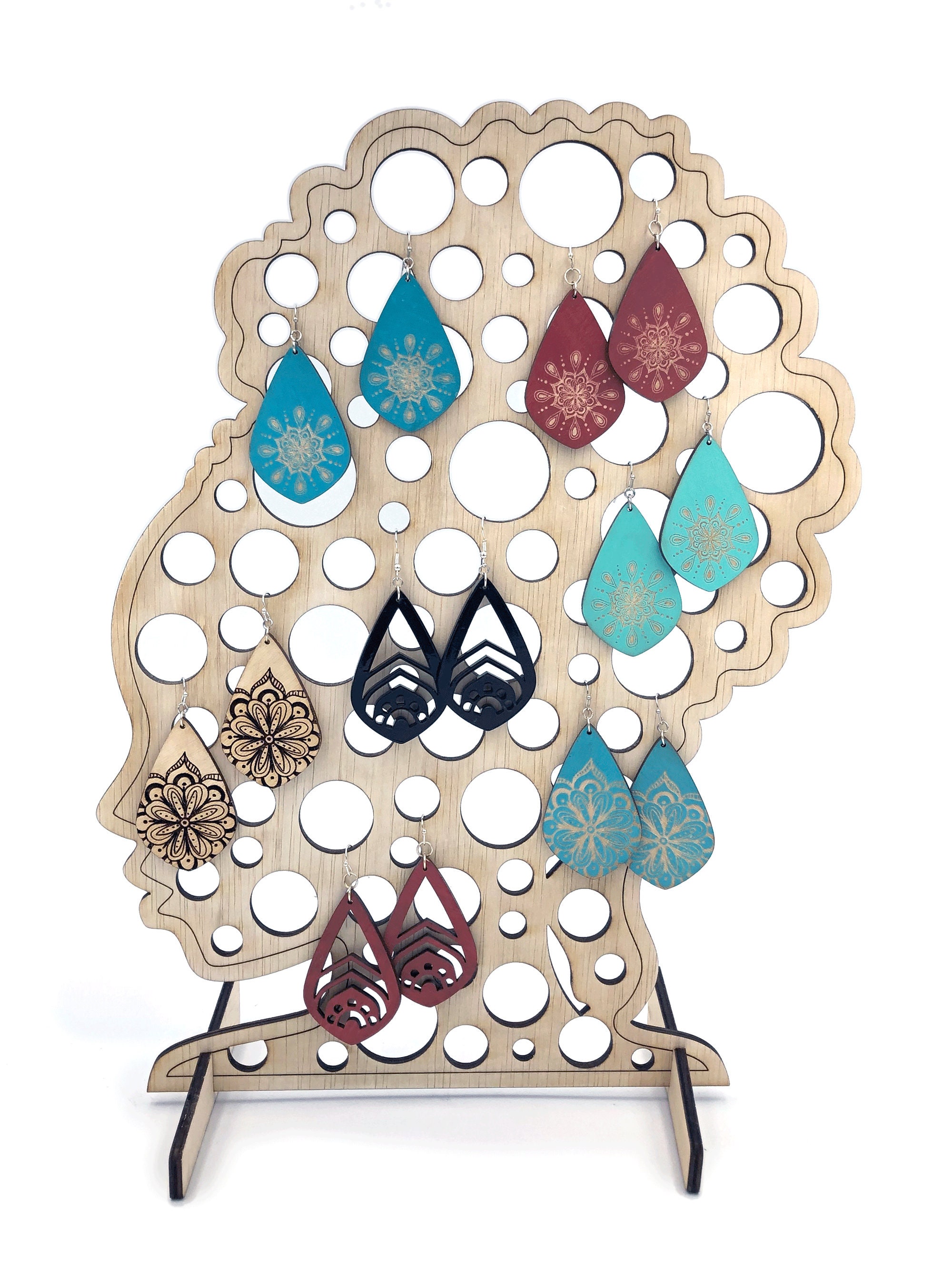 Earring Display Stand SVG Black Woman Earring Display Laser | Etsy