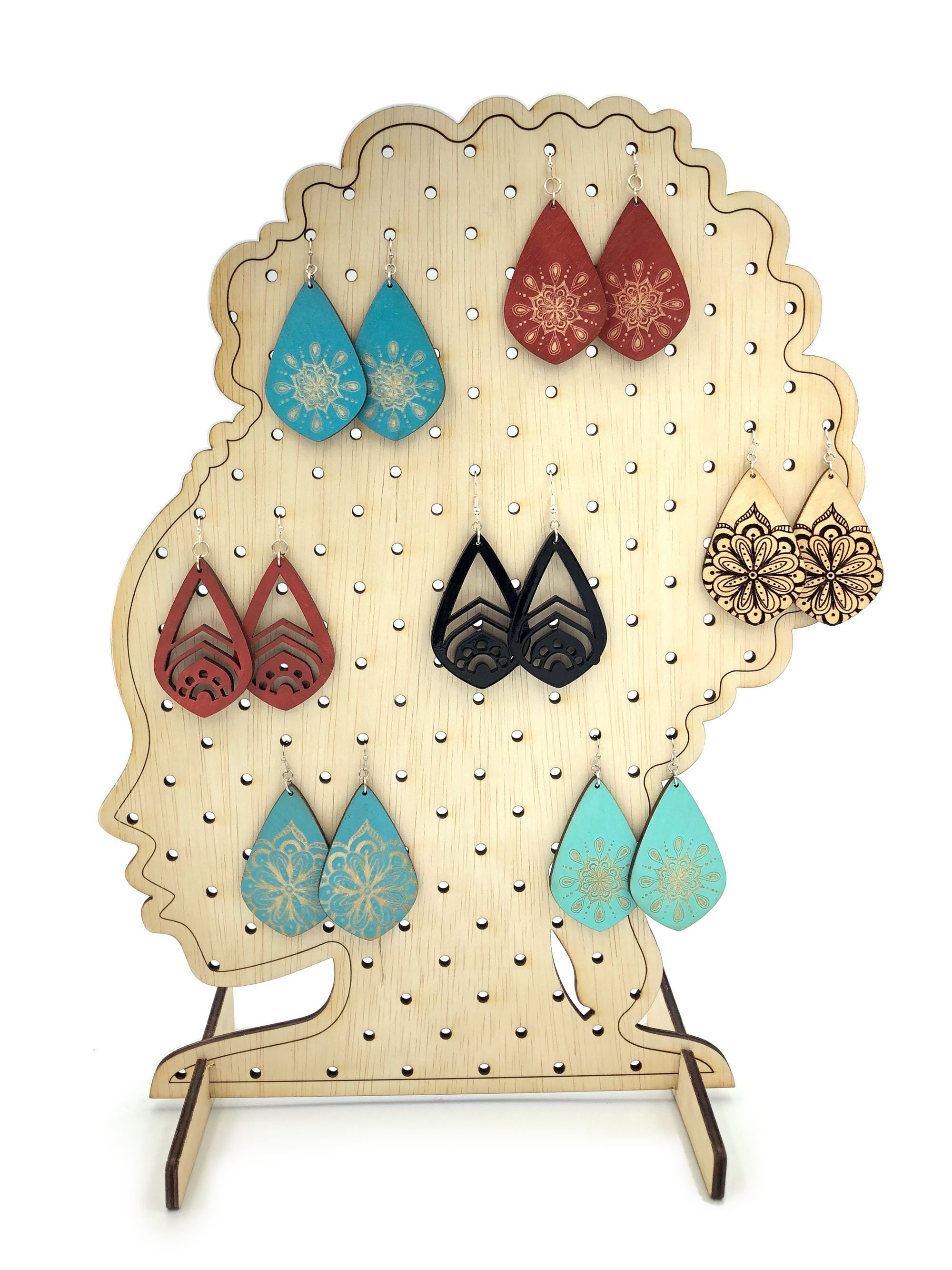 Earring Display Stand SVG Black Woman Earring Display Laser | Etsy