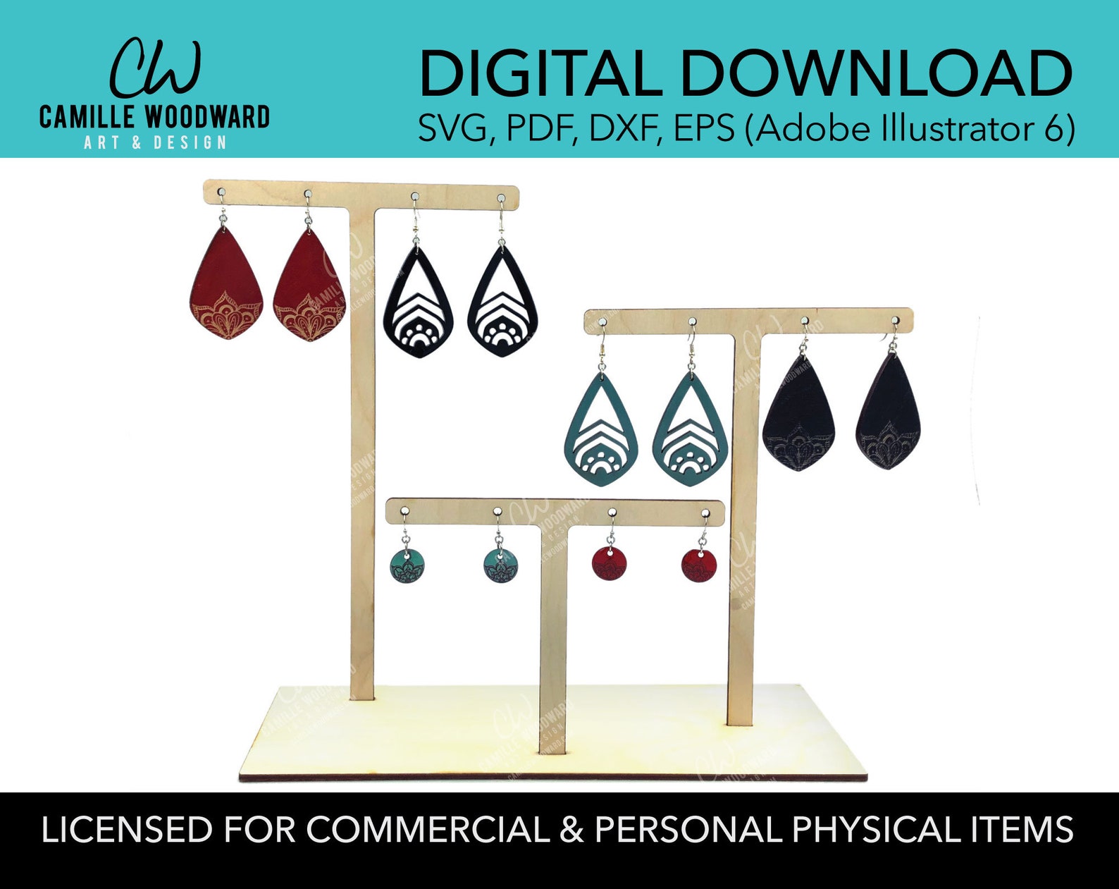 Earring Stand SVG, Earring Holder SVG, 3-tree Tier Earring Display ...