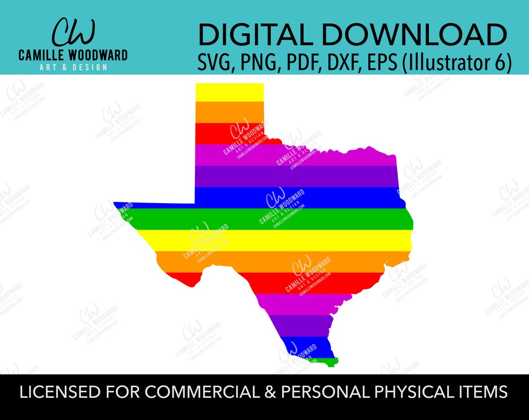 Rainbow Stripe Texas Shape, SVG, EPS, PNG - Sublimation Digital ...