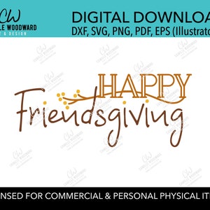 Happy Friendsgiving Text Clip Art, SVG, EPS, PNG - Sublimation Digital ...