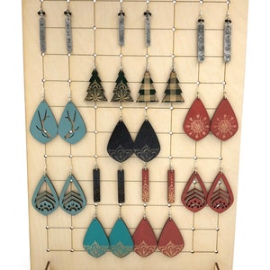 Earring Stand SVG, Grid Rectangle, Glowforge Earring Stand, Earring ...