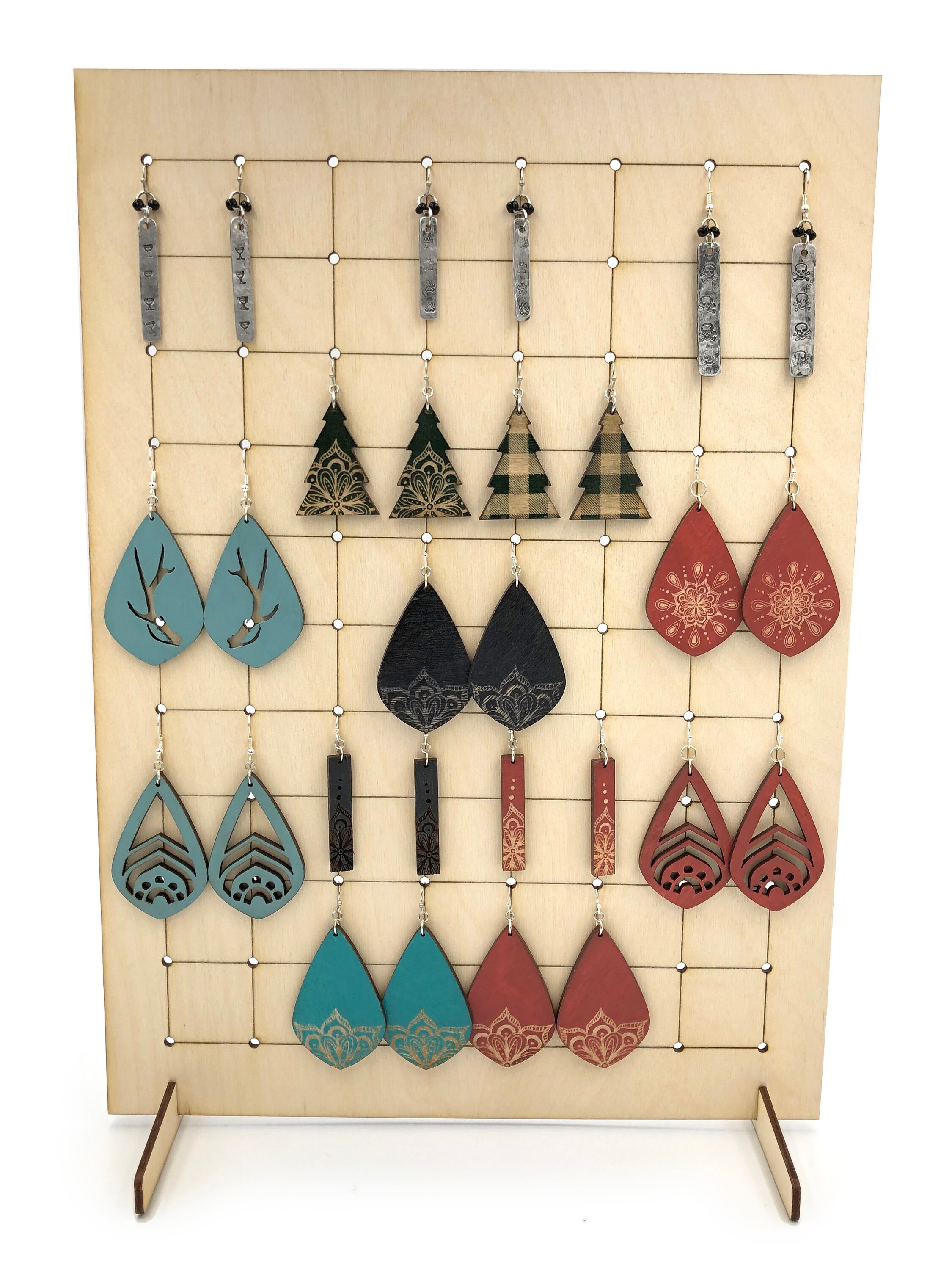 Earring Stand SVG, Grid Rectangle, Glowforge Earring Stand, Earring ...