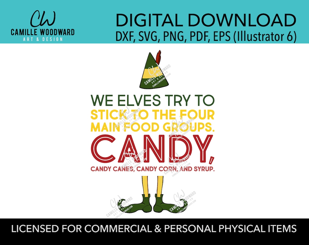 Christmas Buddy the Elf Candy Four Food Groups, and Syrup - Movie Quote ...