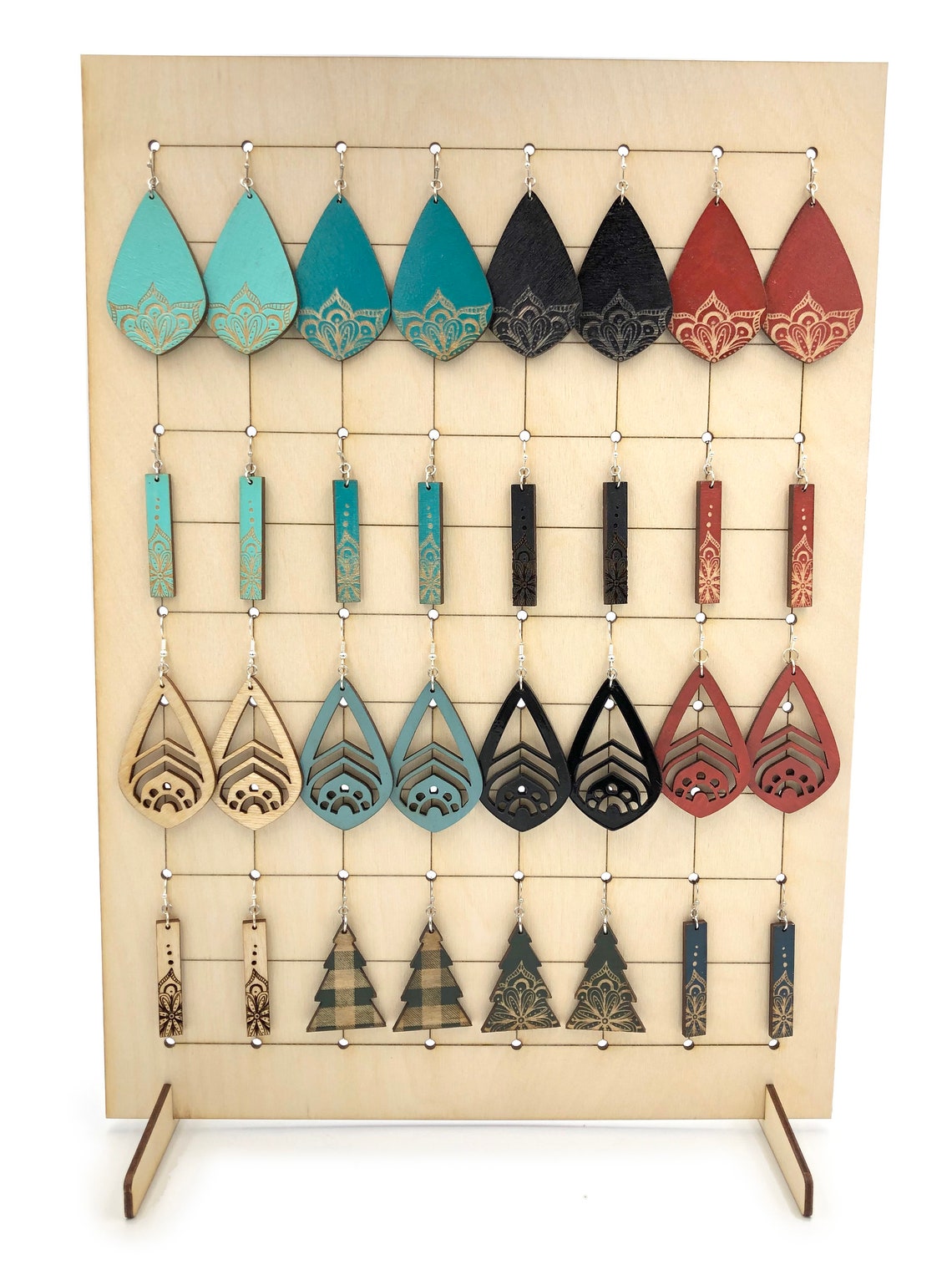 Earring Stand SVG, Grid Rectangle, Glowforge Earring Stand, Earring ...