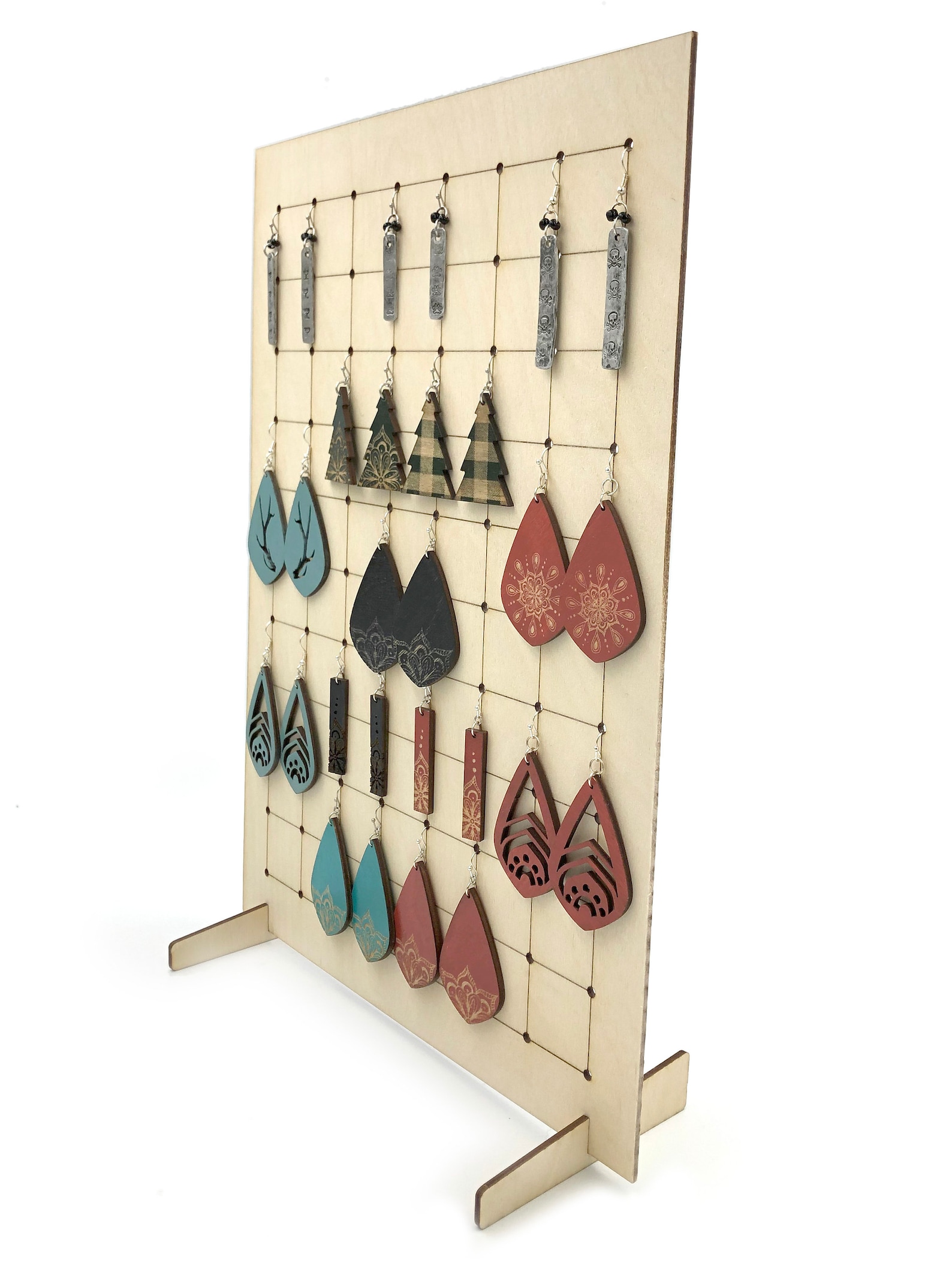 Earring Stand SVG, Grid Rectangle, Glowforge Earring Stand, Earring ...