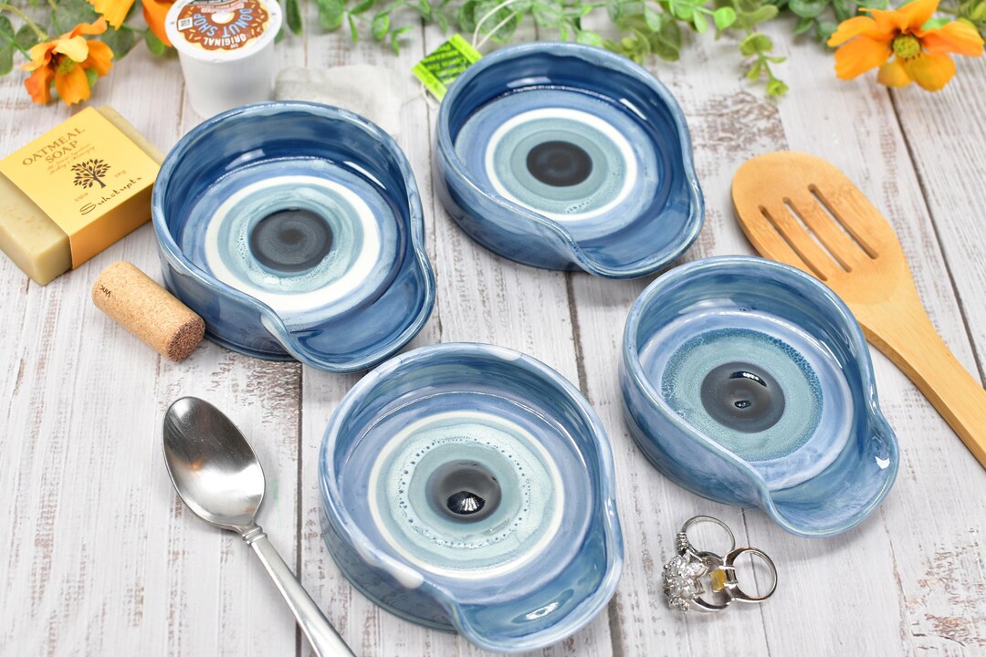 Evil Eye Ceramic Stove Top Spoon Rest Coffee Bar Tea, Pottery Nazar ...