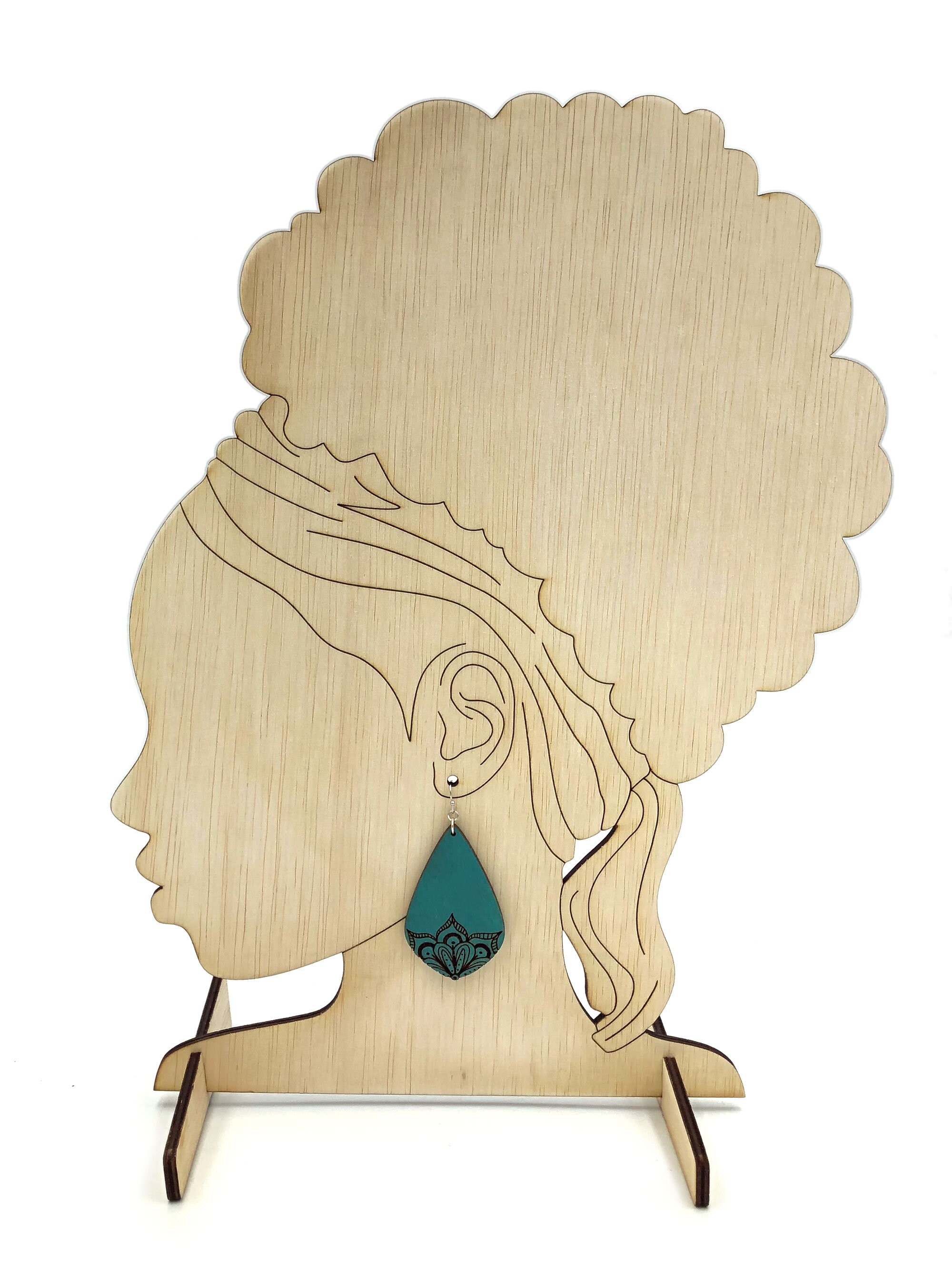 Earring Display Stand SVG Black Woman Earring Display Laser | Etsy