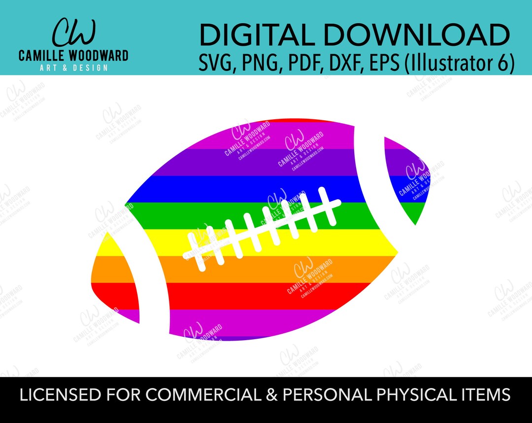 Rainbow Stripe Football, SVG, EPS, PNG - Sublimation Digital Download ...