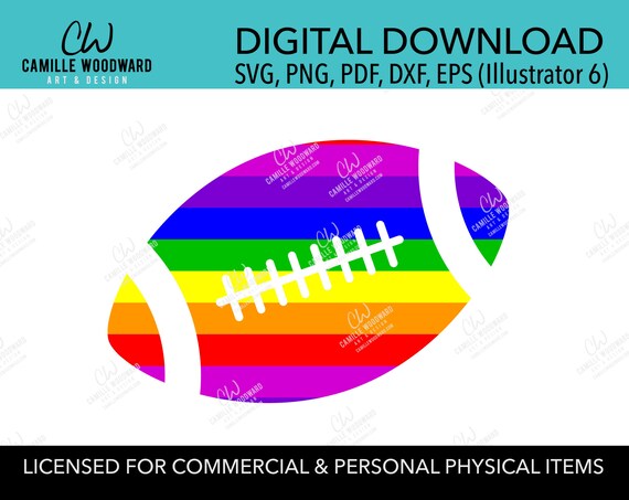 Rainbow Stripe Football SVG EPS PNG Sublimation Digital | Etsy