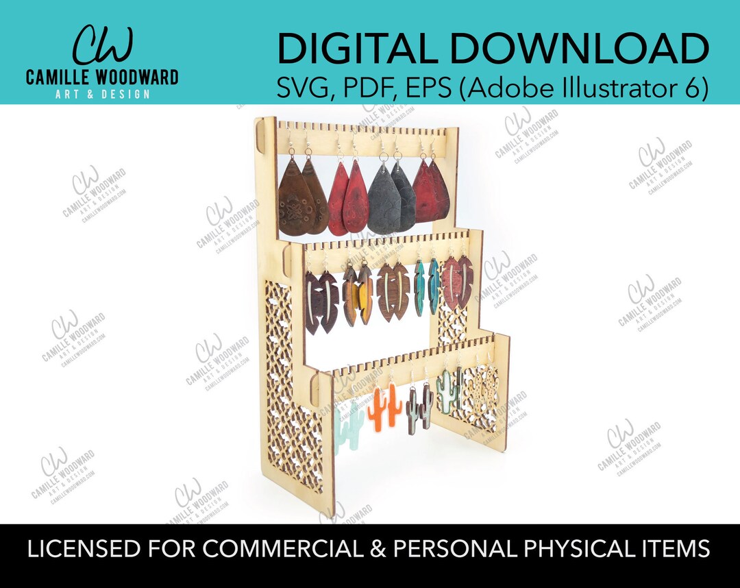 Earring Display Stand SVG, 3-tier Organizer - INSTANT Digital Download ...