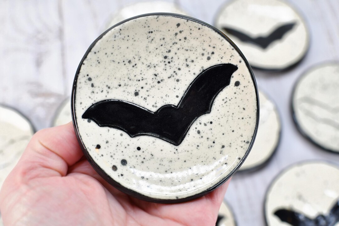 Bat Small Ceramic Coffee Spoon Rest, Handmade Stoneware Pottery Trinket ...