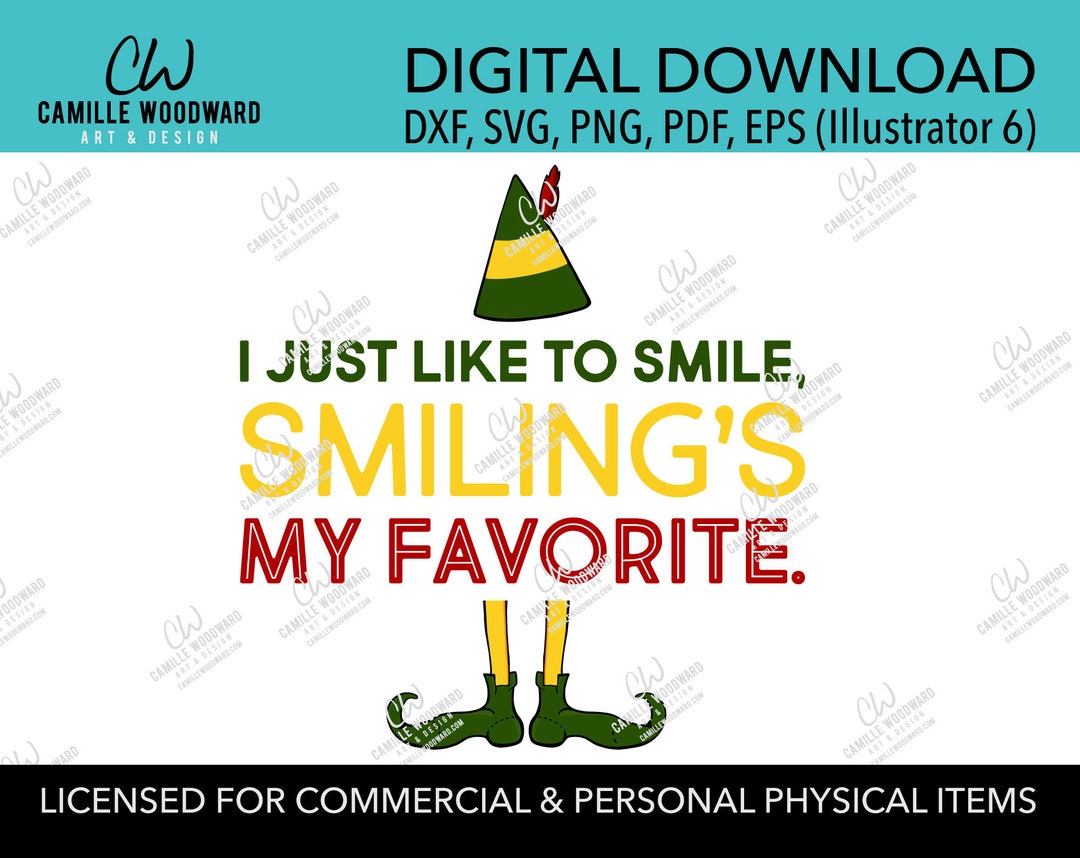 Christmas Buddy the Elf Smiling's My Favorite Quote, SVG, EPS, PNG ...