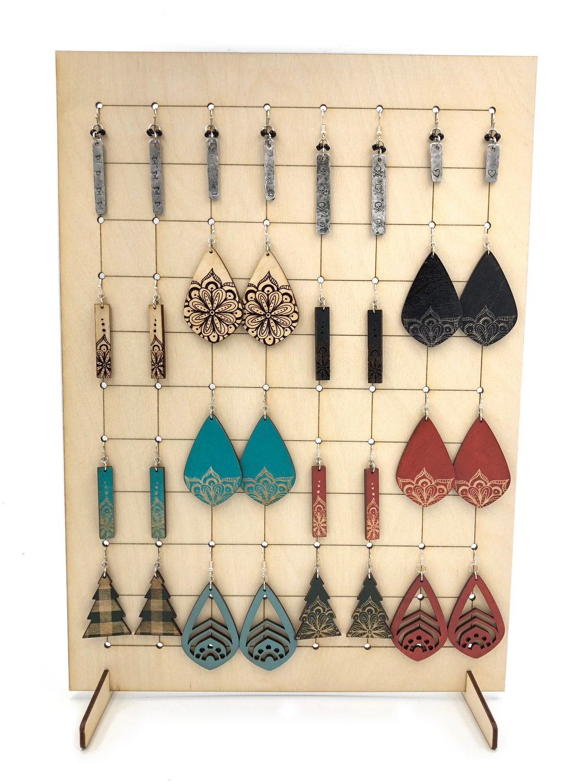 Earring Stand SVG, Grid Rectangle, Glowforge Earring Stand, Earring ...