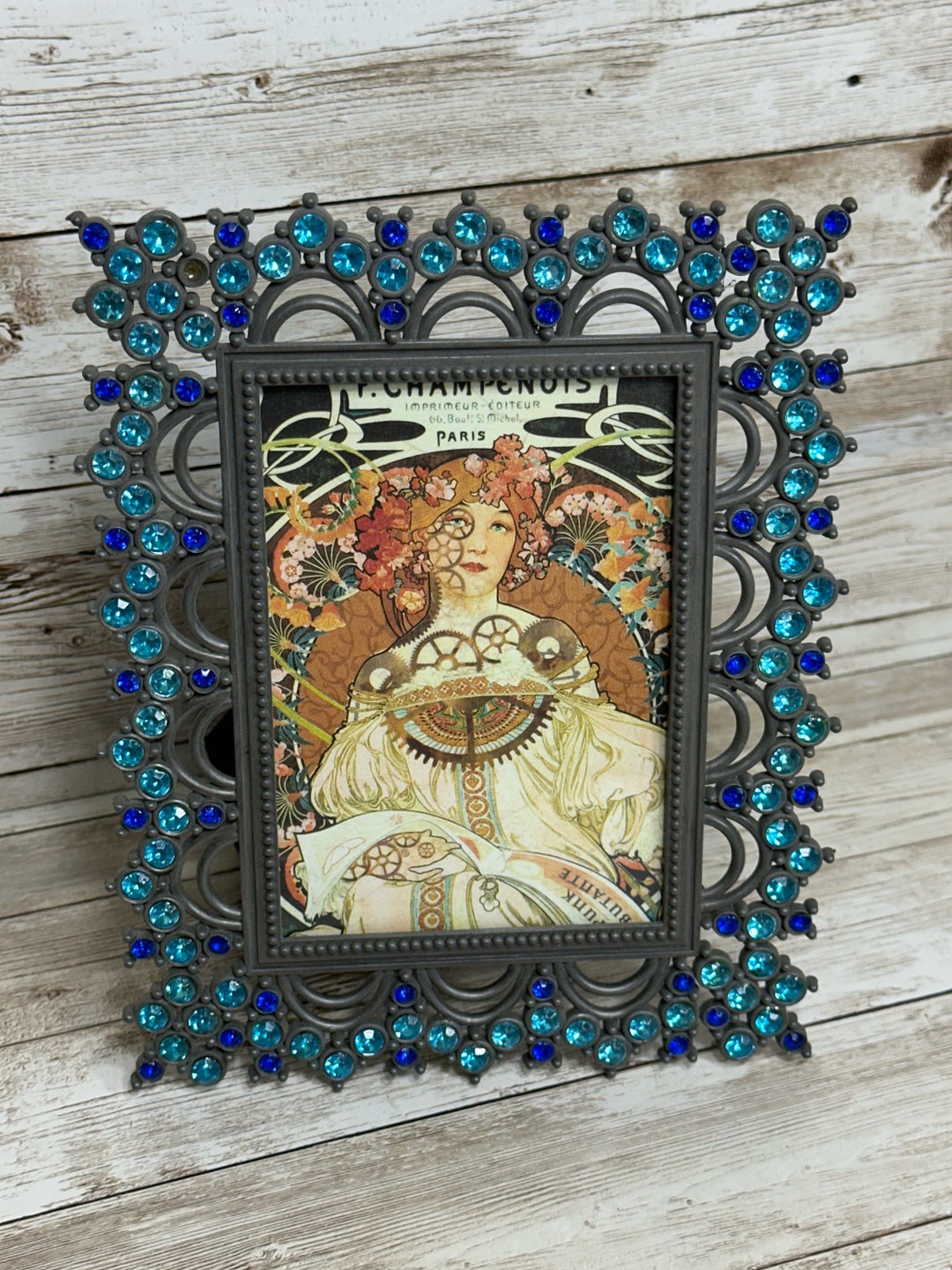 Vintage Blue Jewel Desktop Frame - Etsy