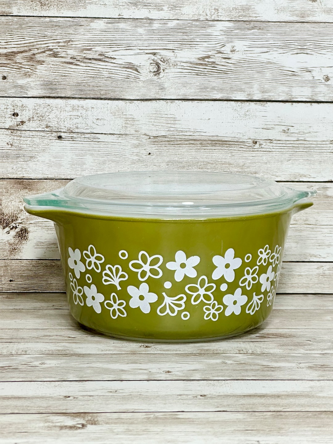 Vintage Spring Blossoms Green Pyrex Casserole Dish With Lid, Crazy ...