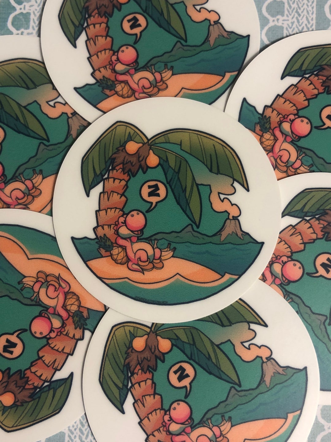 Circle Yoshi’s Island Summer Themed Mario Inspired 2” Vinyl Sticker - Etsy
