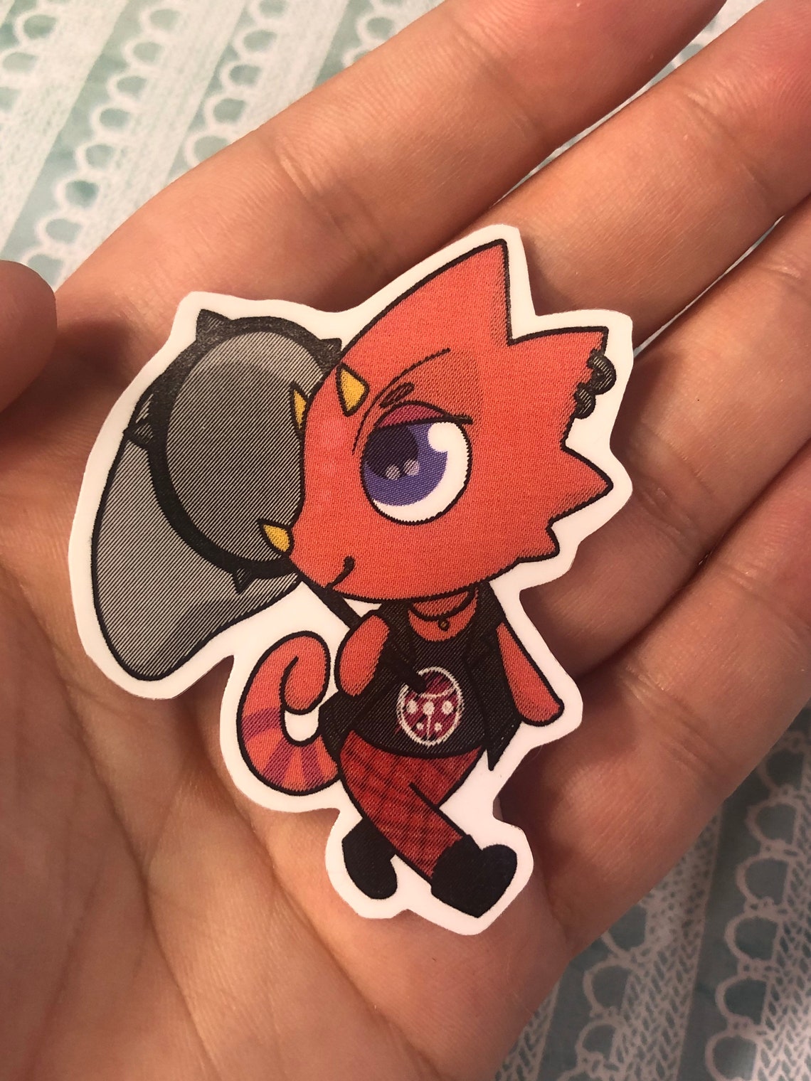 Flick Animal Crossing Inspired Punk Red Chameleon Villager | Etsy