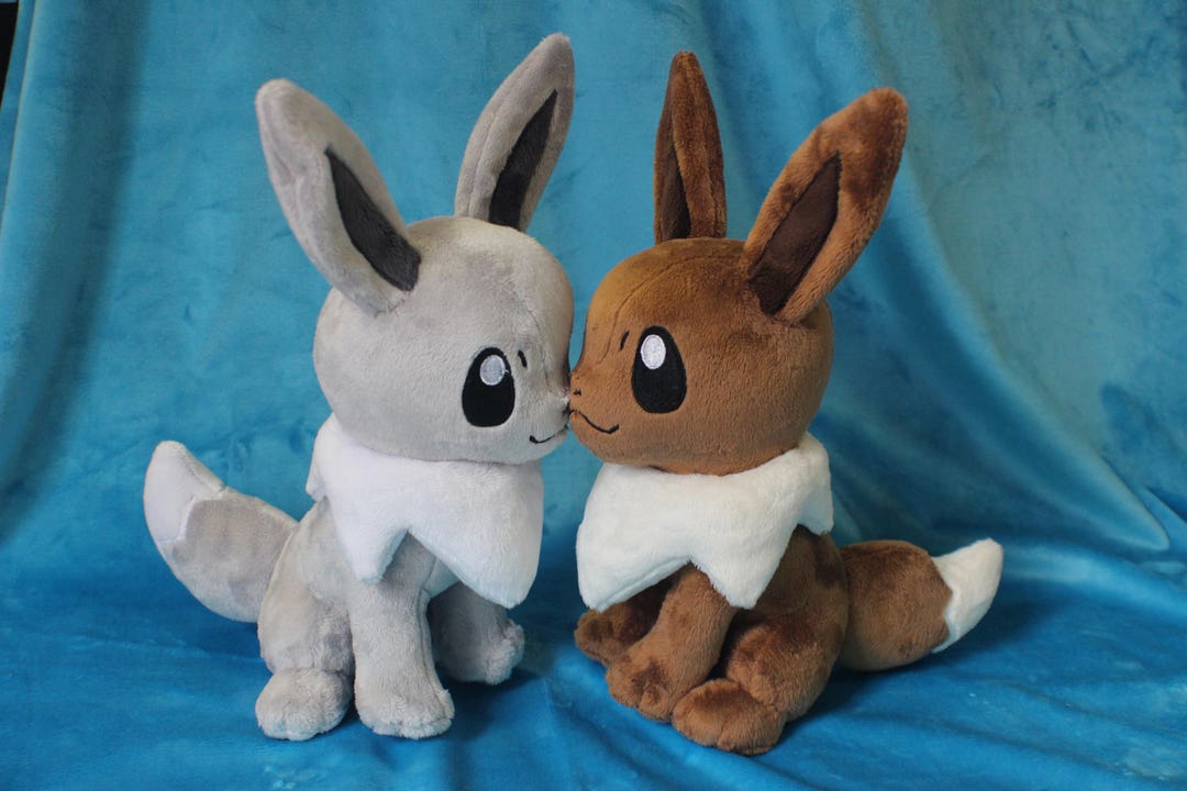 9" Sitting Eevee Pokemon Inspired Plush, Plushie Eeveelution Shiny - Etsy