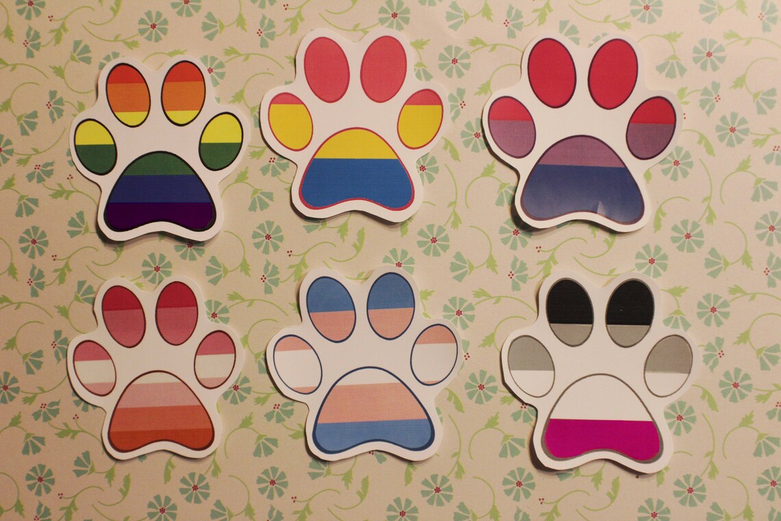 Pride paw print 2 sticker set | Etsy