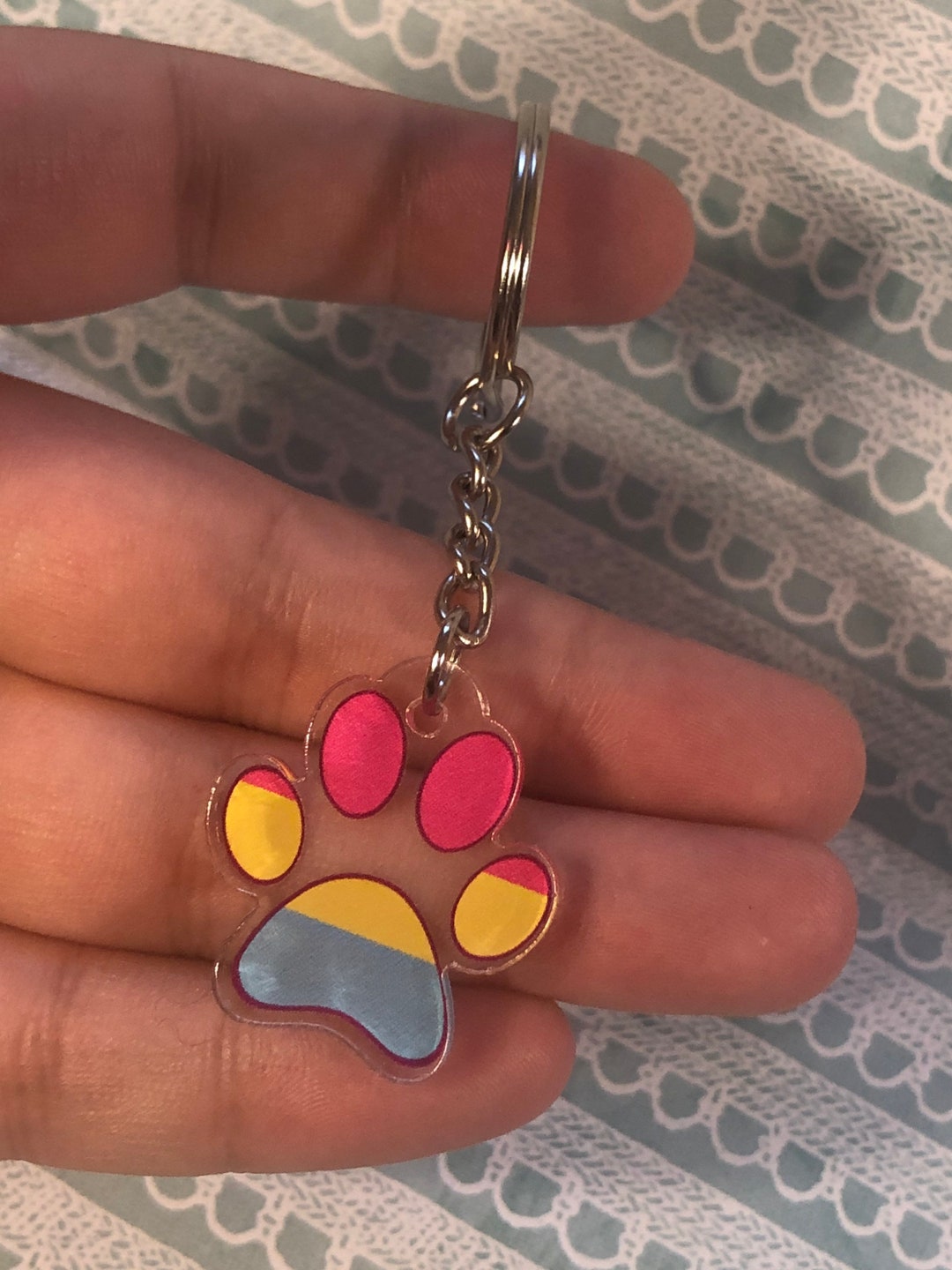 Pansexual Pan Pride Flag Paw Queer Furry 1” Acrylic Charm Keychain - Etsy