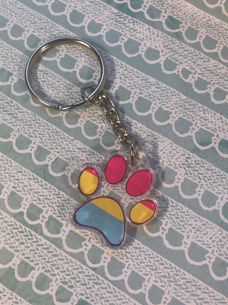 Pansexual Pan Pride Flag Paw Queer Furry 1” Acrylic Charm Keychain - Etsy