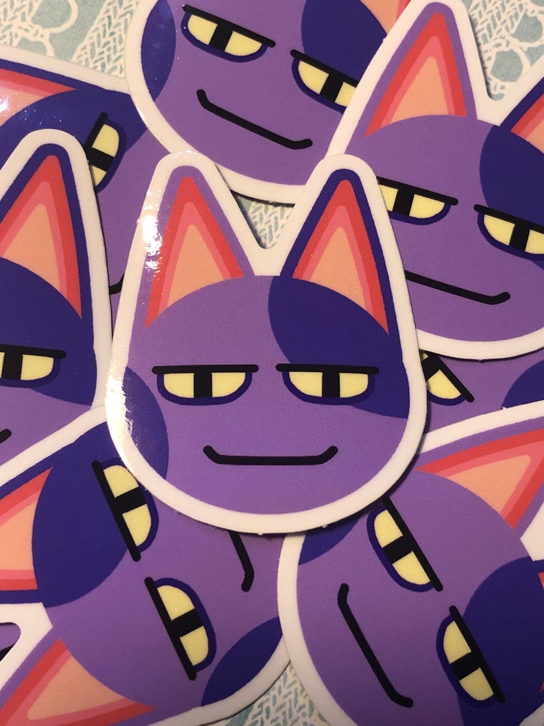Bob Animal Crossing Inspired Purple Cat Villager 2" Vinyl Sticker - Etsy
