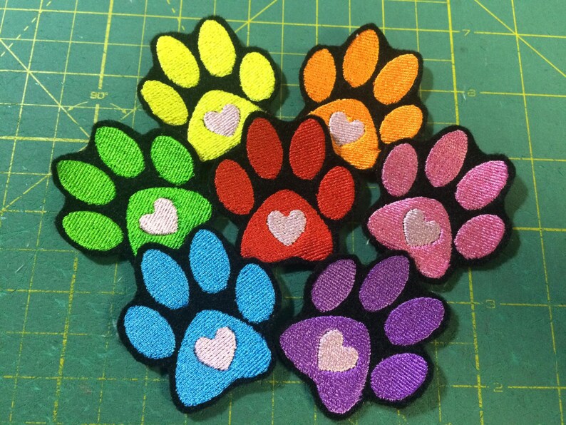 Paw Print 2 iron-on patch | Etsy