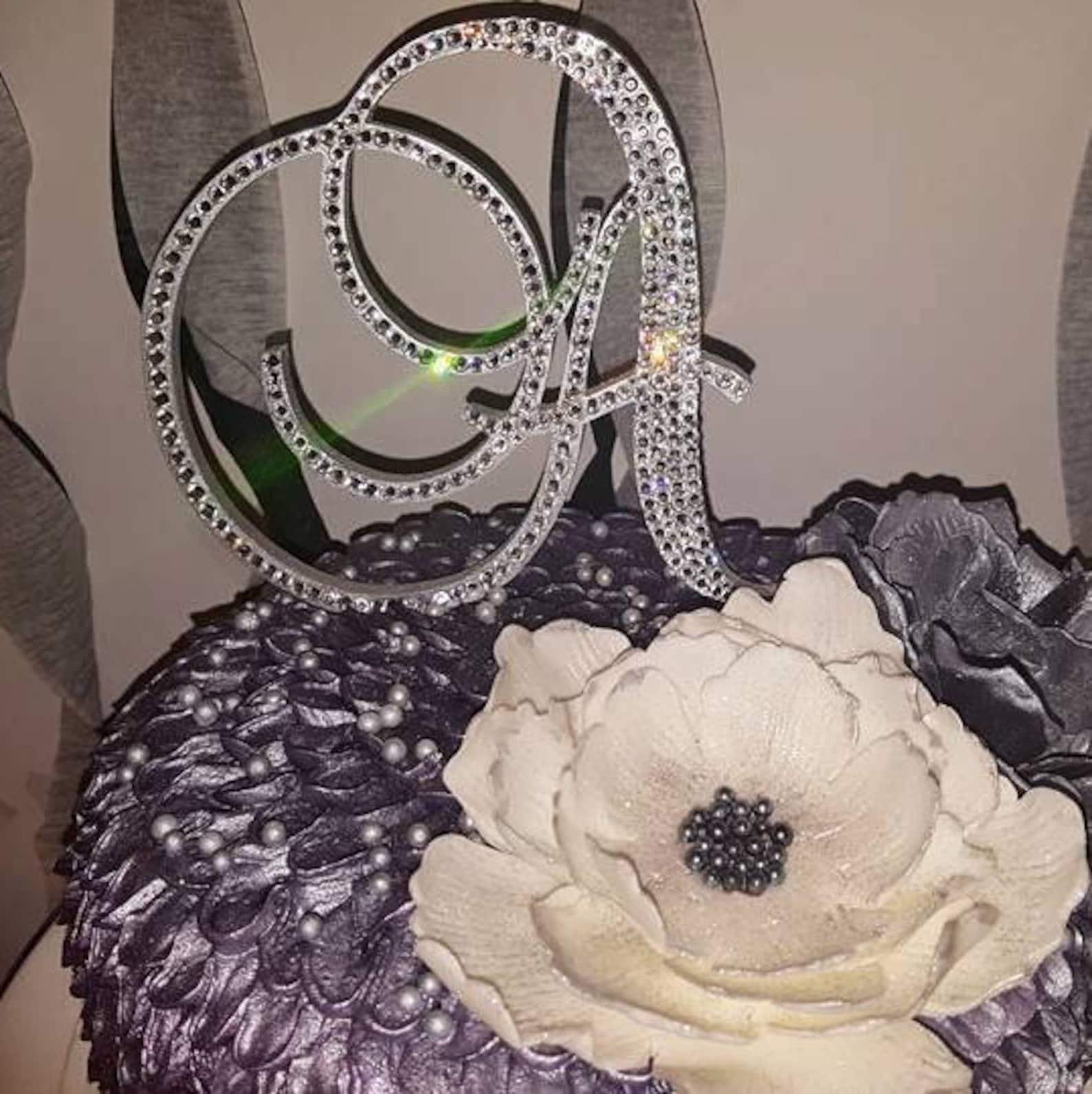 Gorgeous Swarovski Crystal Wedding Cake Toppers 4'' in - Etsy