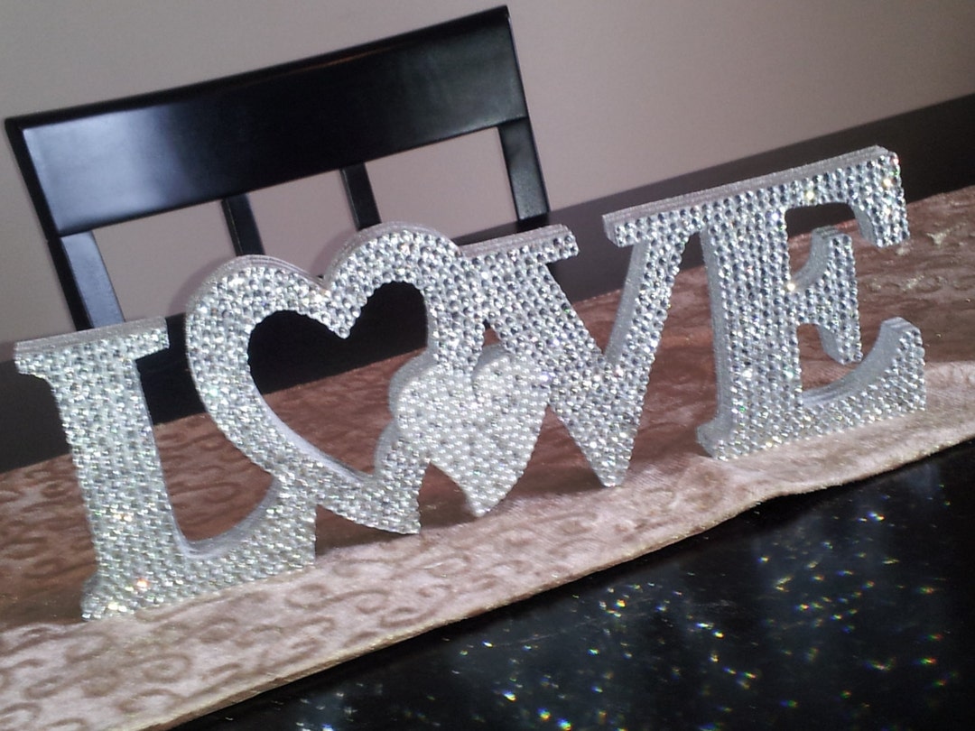 Swarovski Crystal "love" 4" Standing Love Sign With Heart in Any Color ...