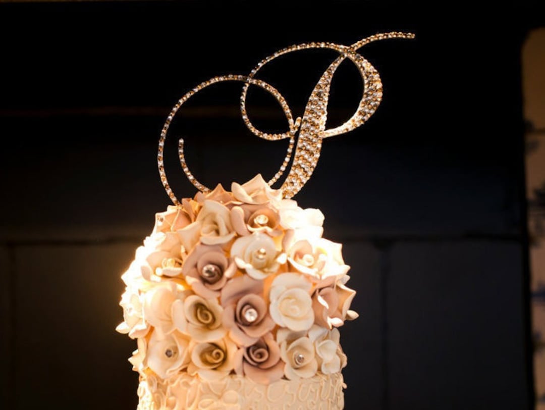 Gorgeous Swarovski Crystal Monogram Wedding Cake Toppers 5'' in Any ...