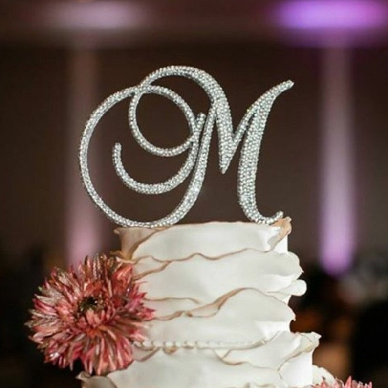 Custom Swarovski Crystal Wedding Cake Monogram Toppers - Etsy