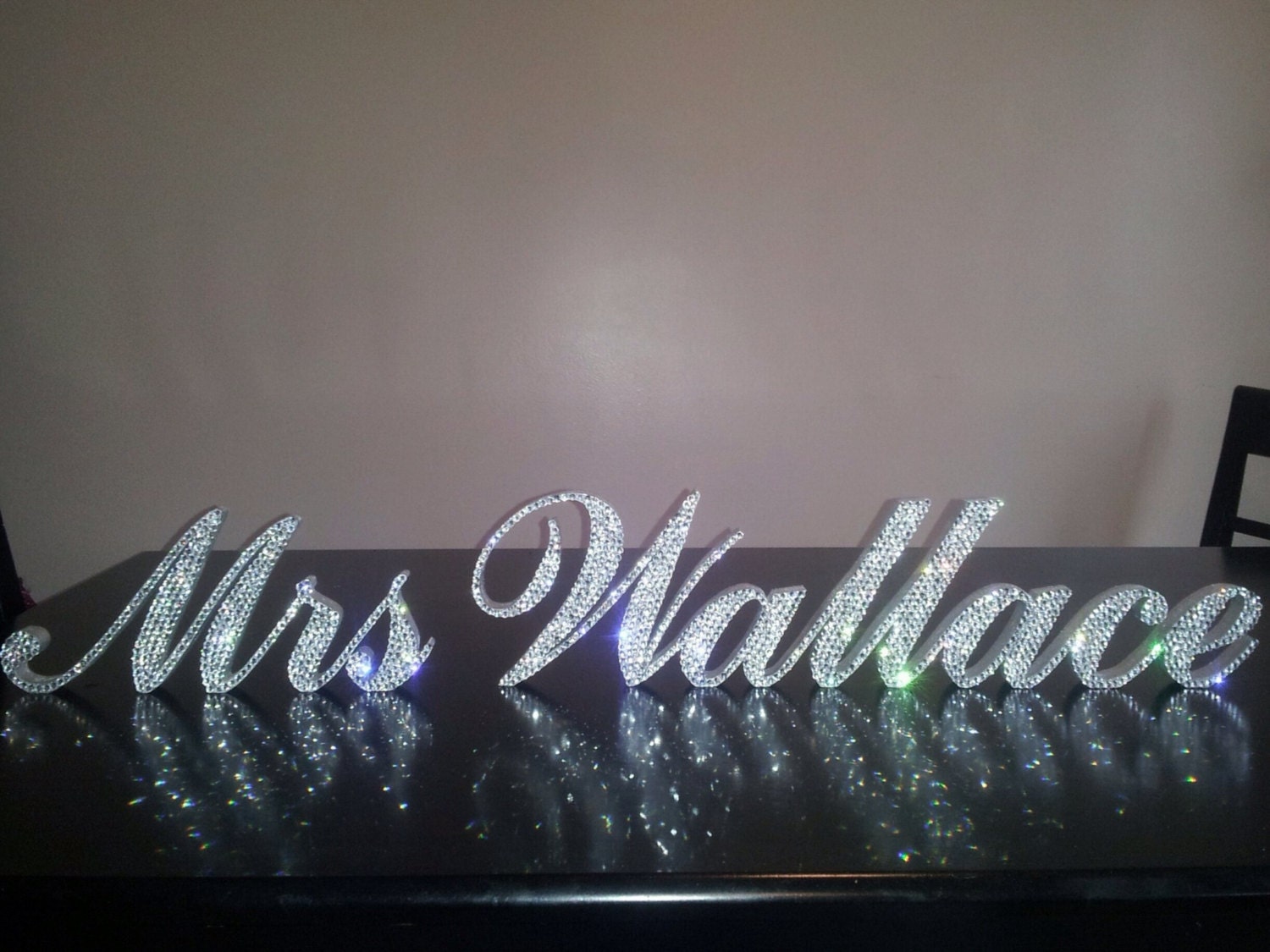 Custom Swarovski Crystal wedding signs Mr & Mrs PLUS 5 letters | Etsy