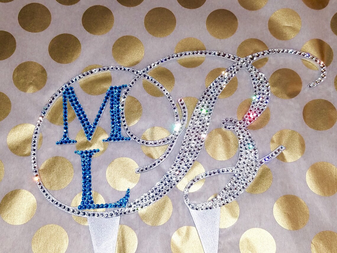 Gorgeous Swarovski Crystal Wedding Cake Toppers 6'' in - Etsy