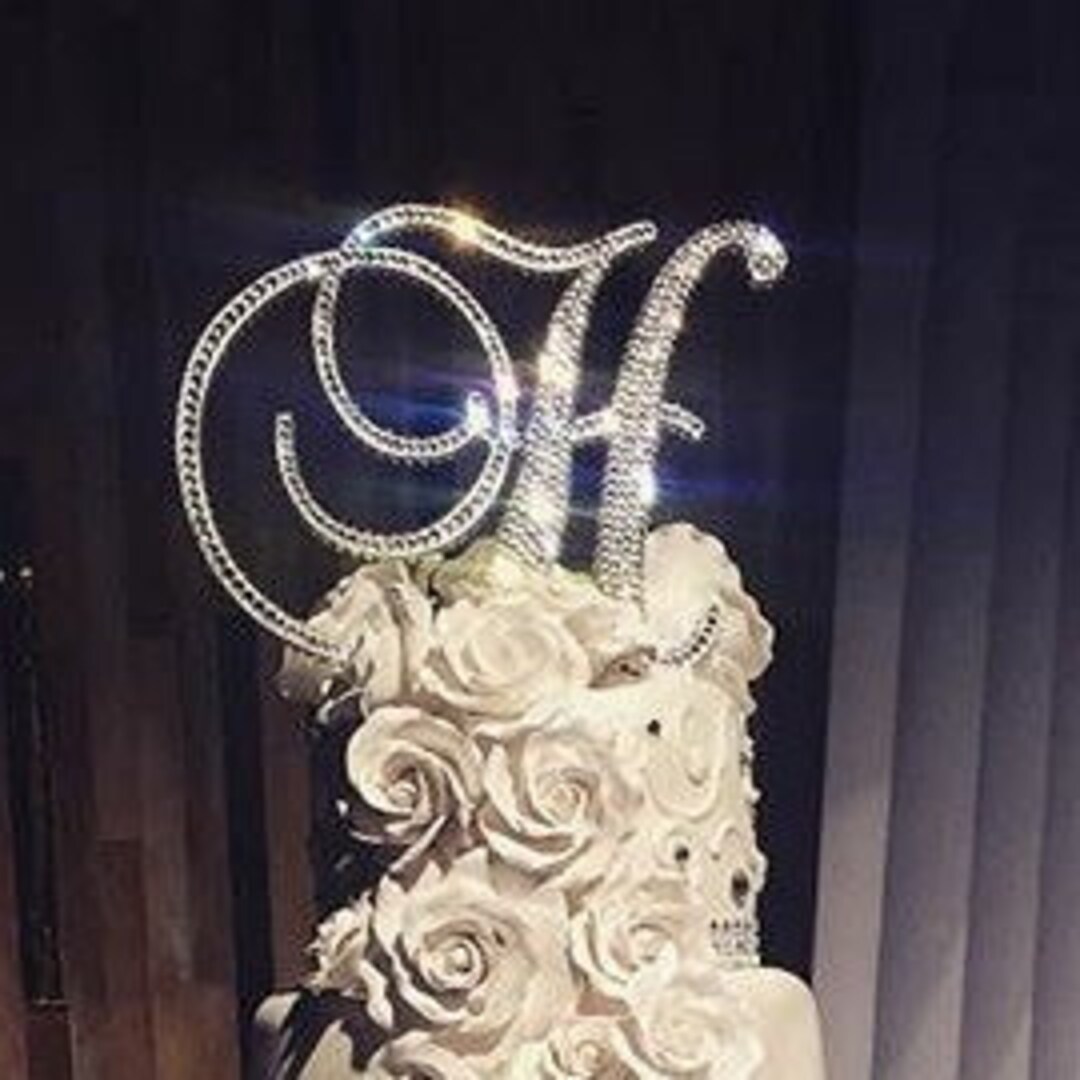 Gorgeous Swarovski Crystal Wedding Cake Toppers 4'' in Any Letter ...