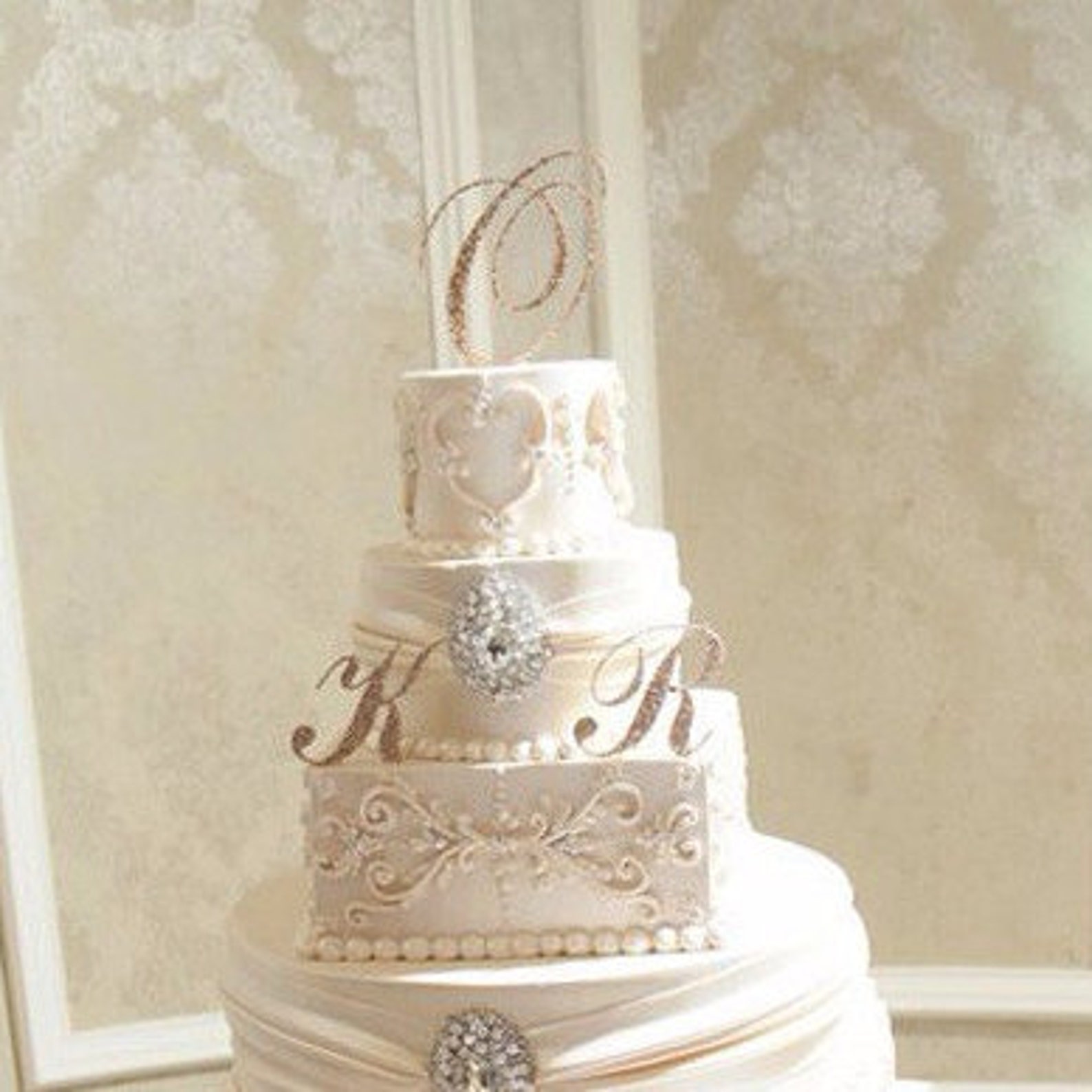 Gorgeous Swarovski Crystal Wedding Cake Toppers ANY 3 LETTER | Etsy