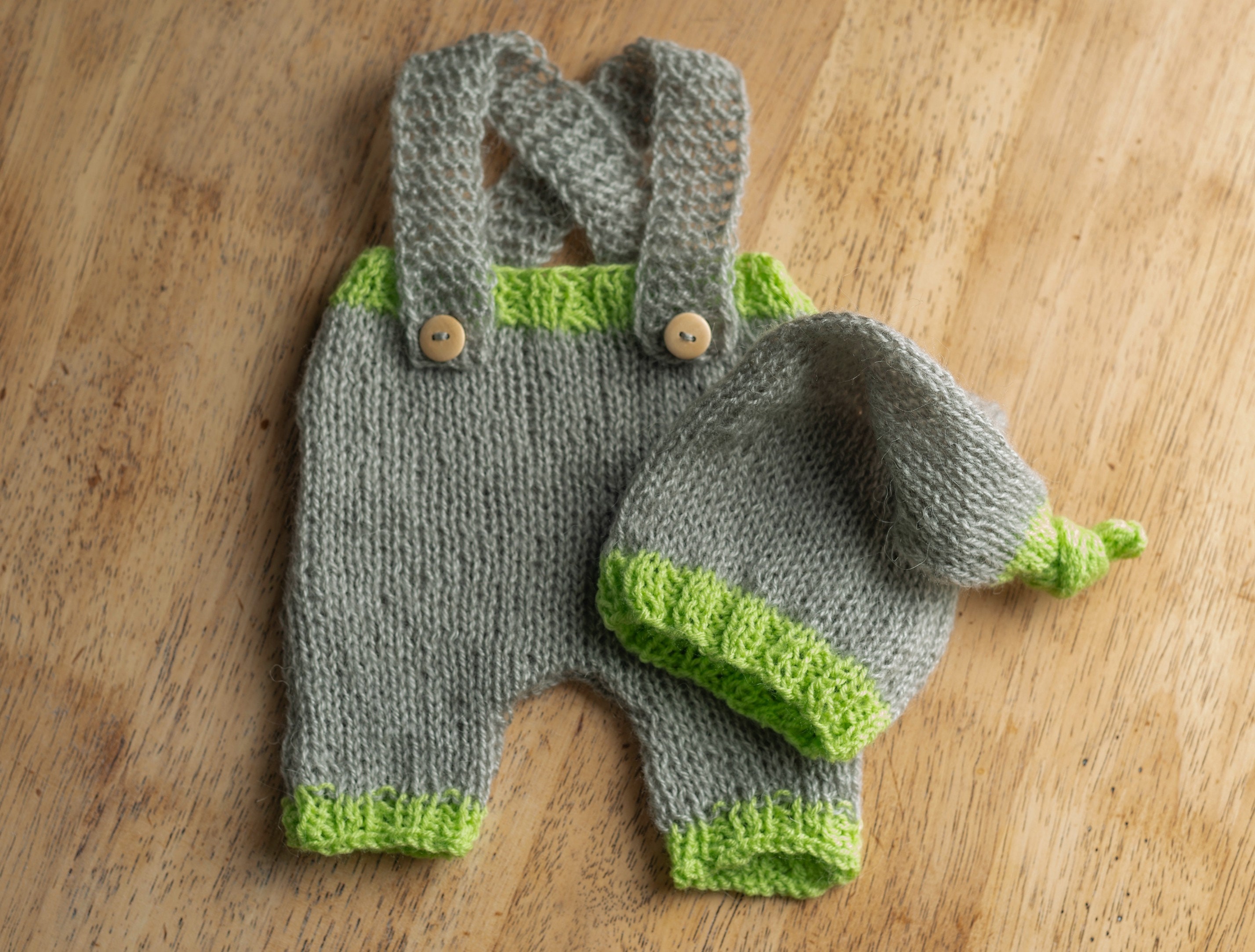 Knitted Overalls Boy Newborn Set Hat and Pants Handmade Photo - Etsy ...