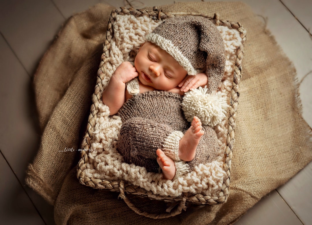 Knitted Overalls Boy Newborn Set Hat and Pants Handmade - Etsy