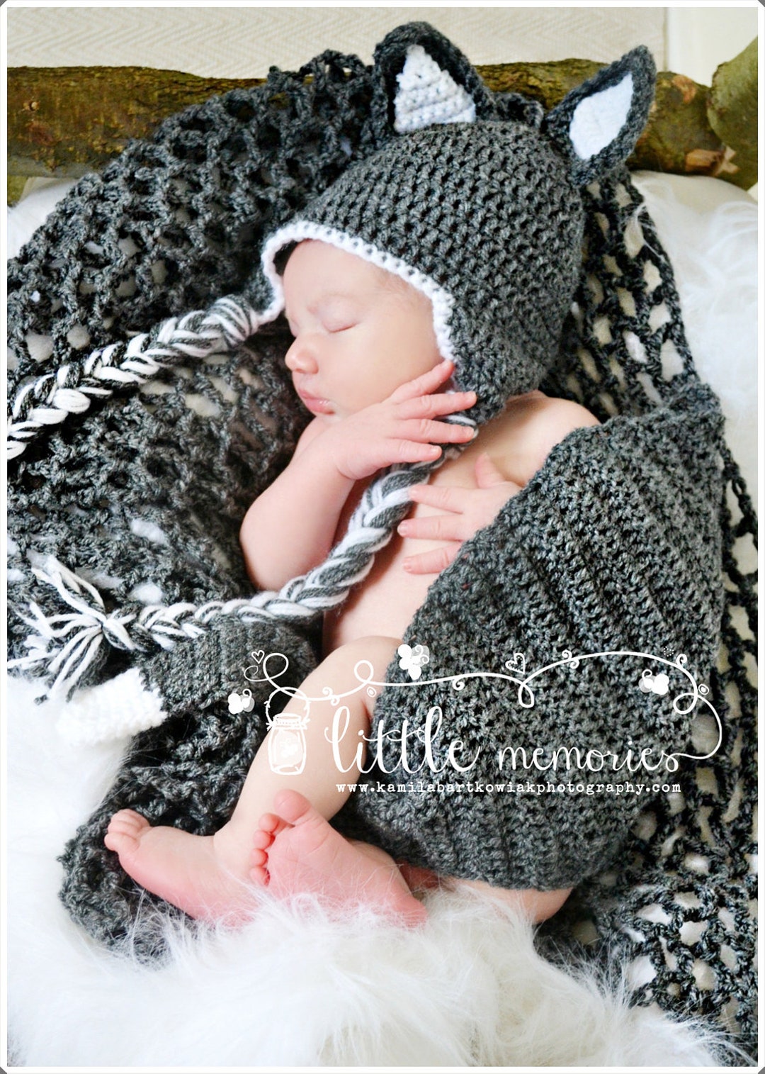 Crochet Wolf Beanie/ Hat Newborn Baby 3 Set Photo Prop Photography - Etsy