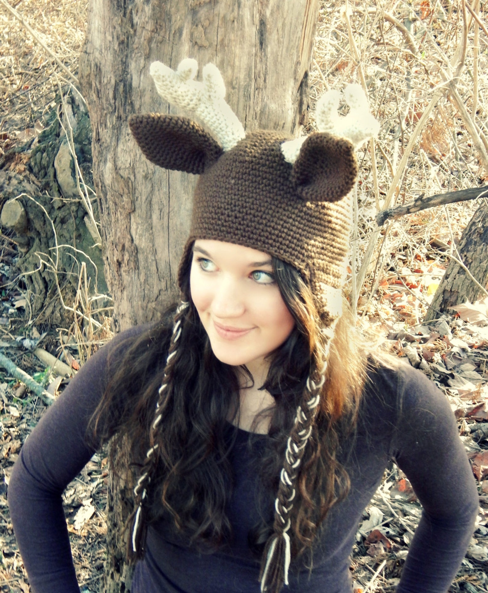 Crochet PATTERN: Deer Hat With Antlers / Woodland Forest Animal Hat ...