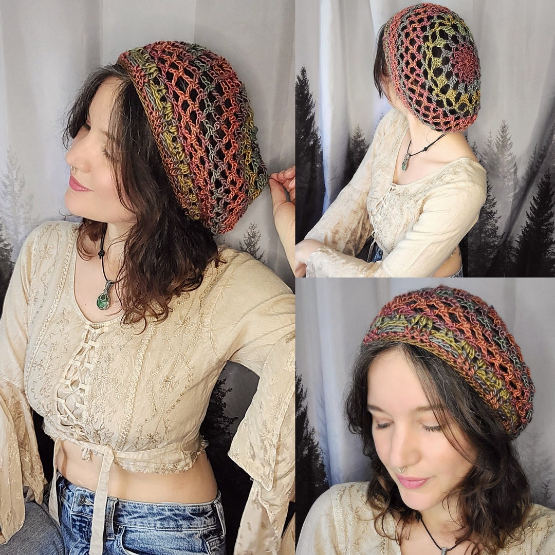 Crochet PATTERN: Mandala Tam / Netted Mesh Cap / Light Summer Fall Hat ...
