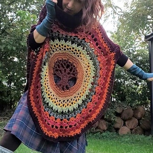 Crochet PATTERN: Yggdrasil Poncho / Tree of Life Poncho / Circular ...