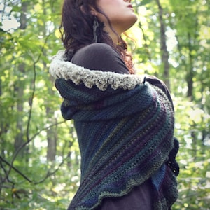Crochet PATTERN: Novella Shawl / Hooded Faux Fur Trim Shawl / Easy ...